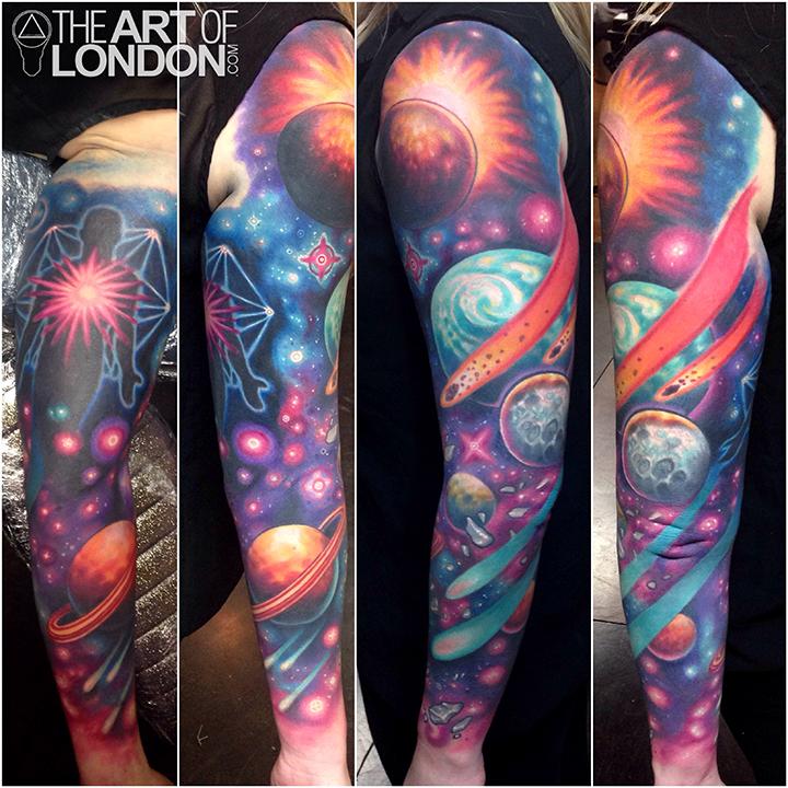 galaxy universe space intergalactic planets asteroid tattoo by London Reese: TattooNOW